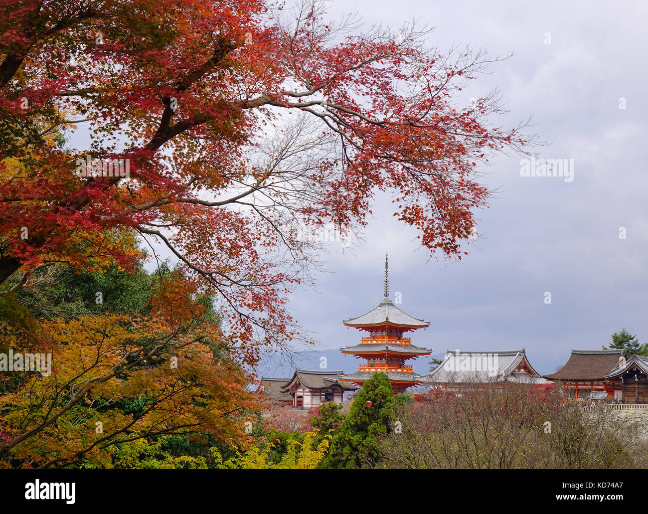 Part of Kiyomizu Temple in Kyoto, Japan. The temple was founded in 780 ...