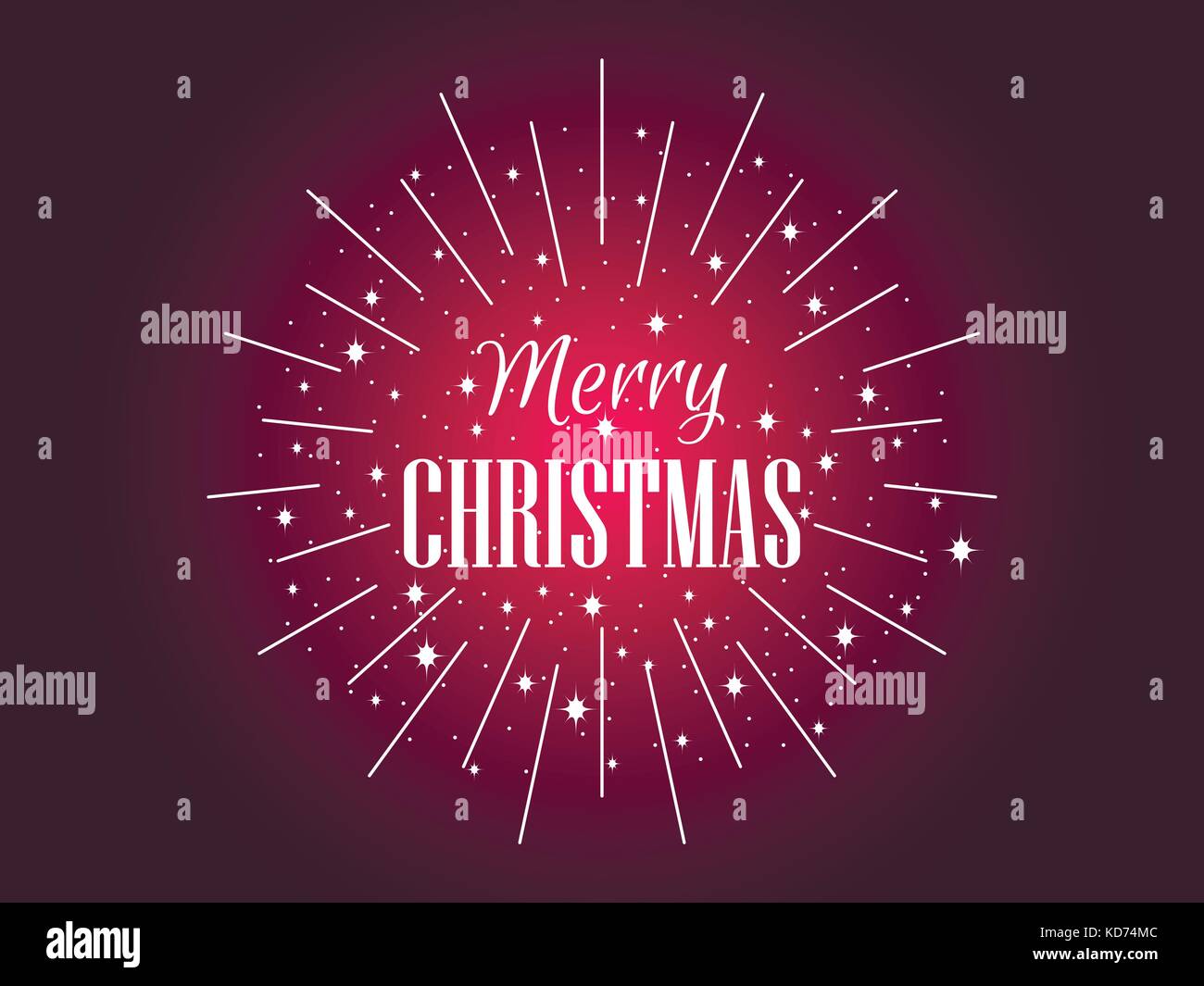 Merry Christmas postcard with rays of burst. Sunburst round. Vector ...