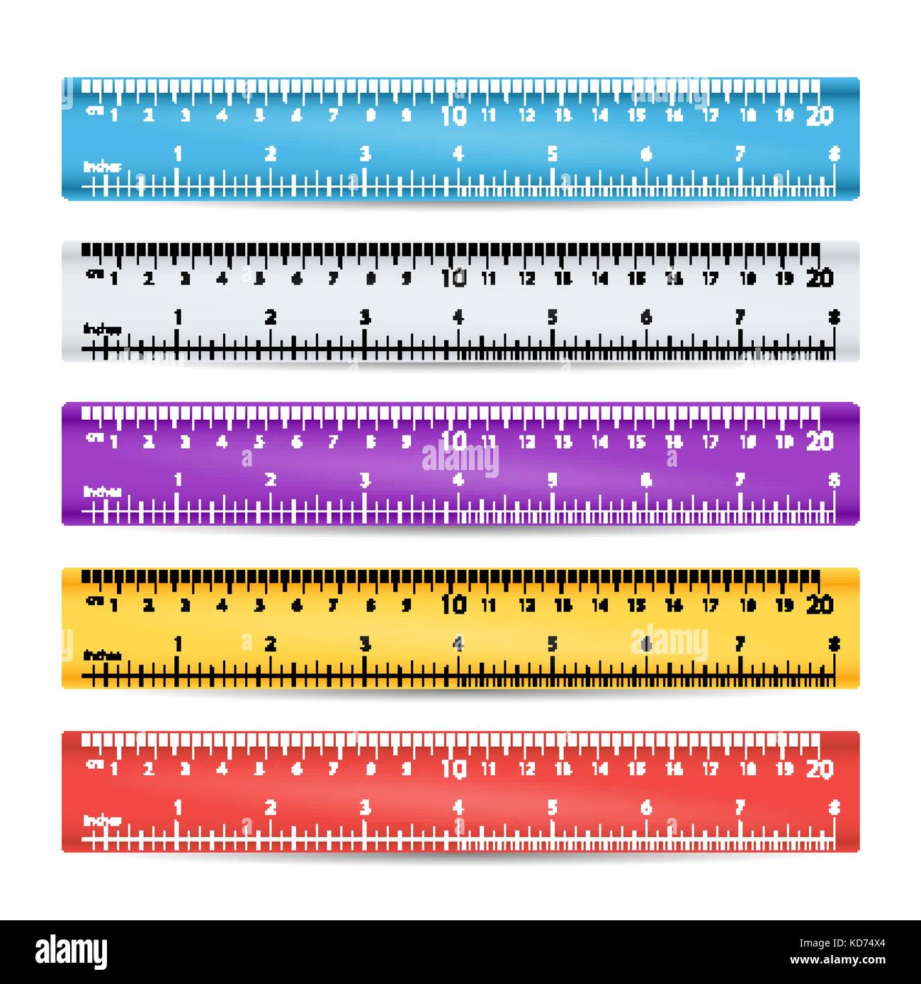 School Plastic Ruler Vector. Measure Tools Equipment. Colorful ...