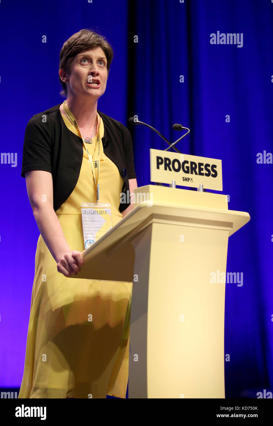Alison Thewliss MP addresses delegates at the Scottish National Party ...