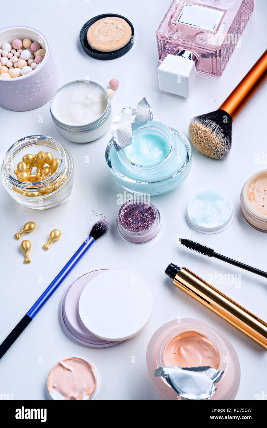 Collage of expensive cosmetic and body care products Stock Photo - Alamy