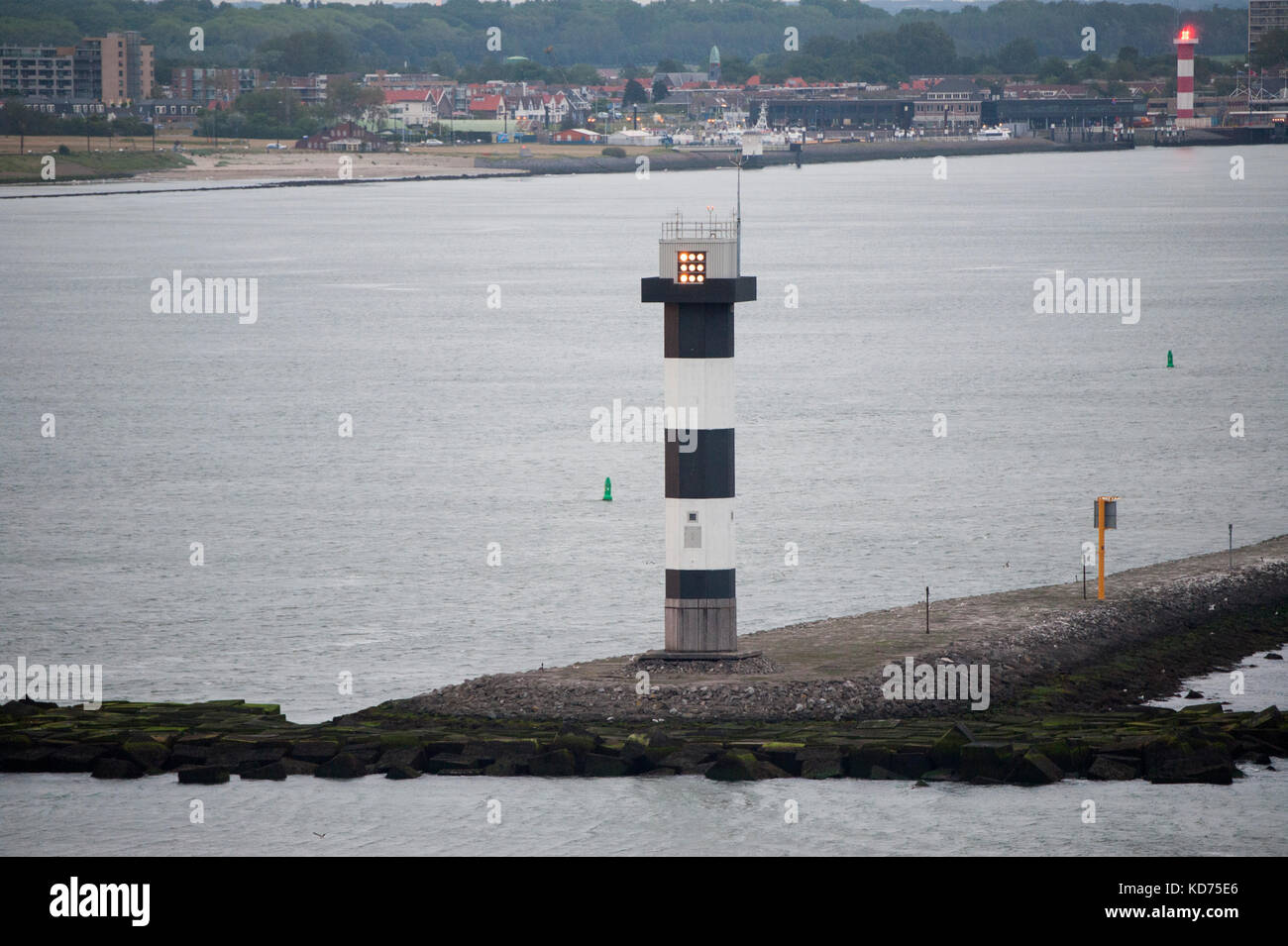 Lighthouse at the entrance to the fairway leading to the port of ...