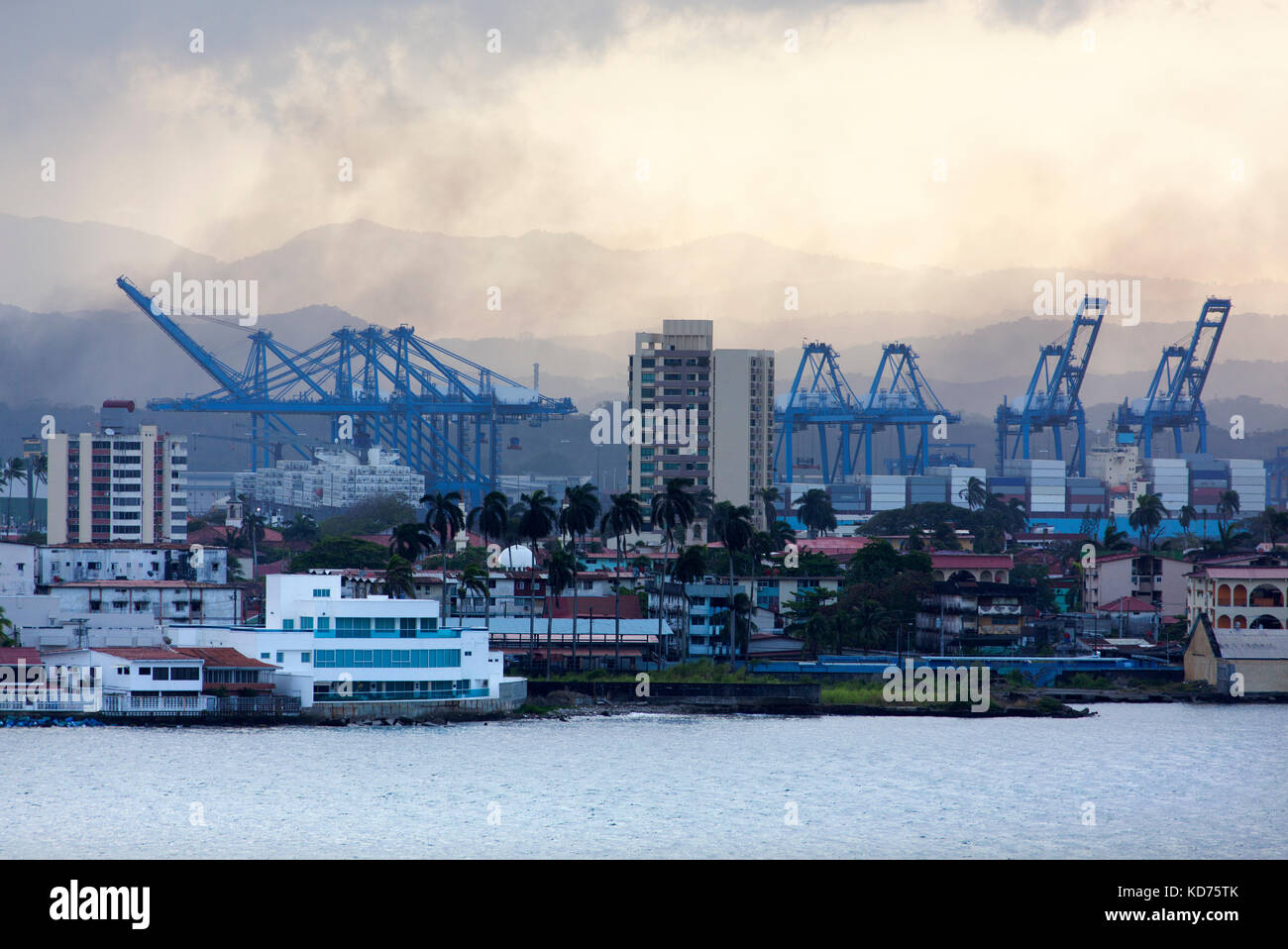 The view of Colon port town before the sunrise (Panama Stock Photo - Alamy