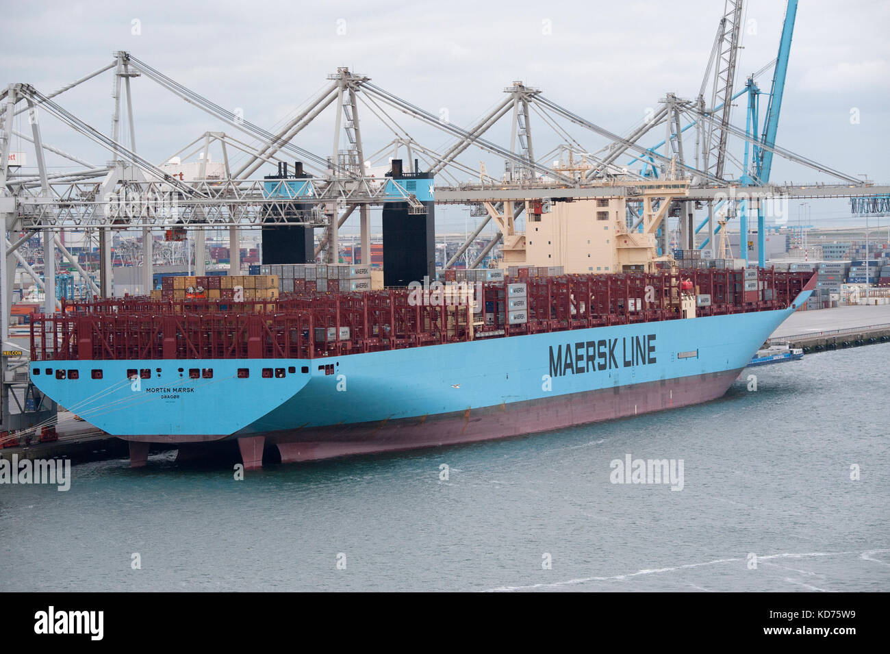 Rotterdam container port with container ships, cargo ships and cranes ...