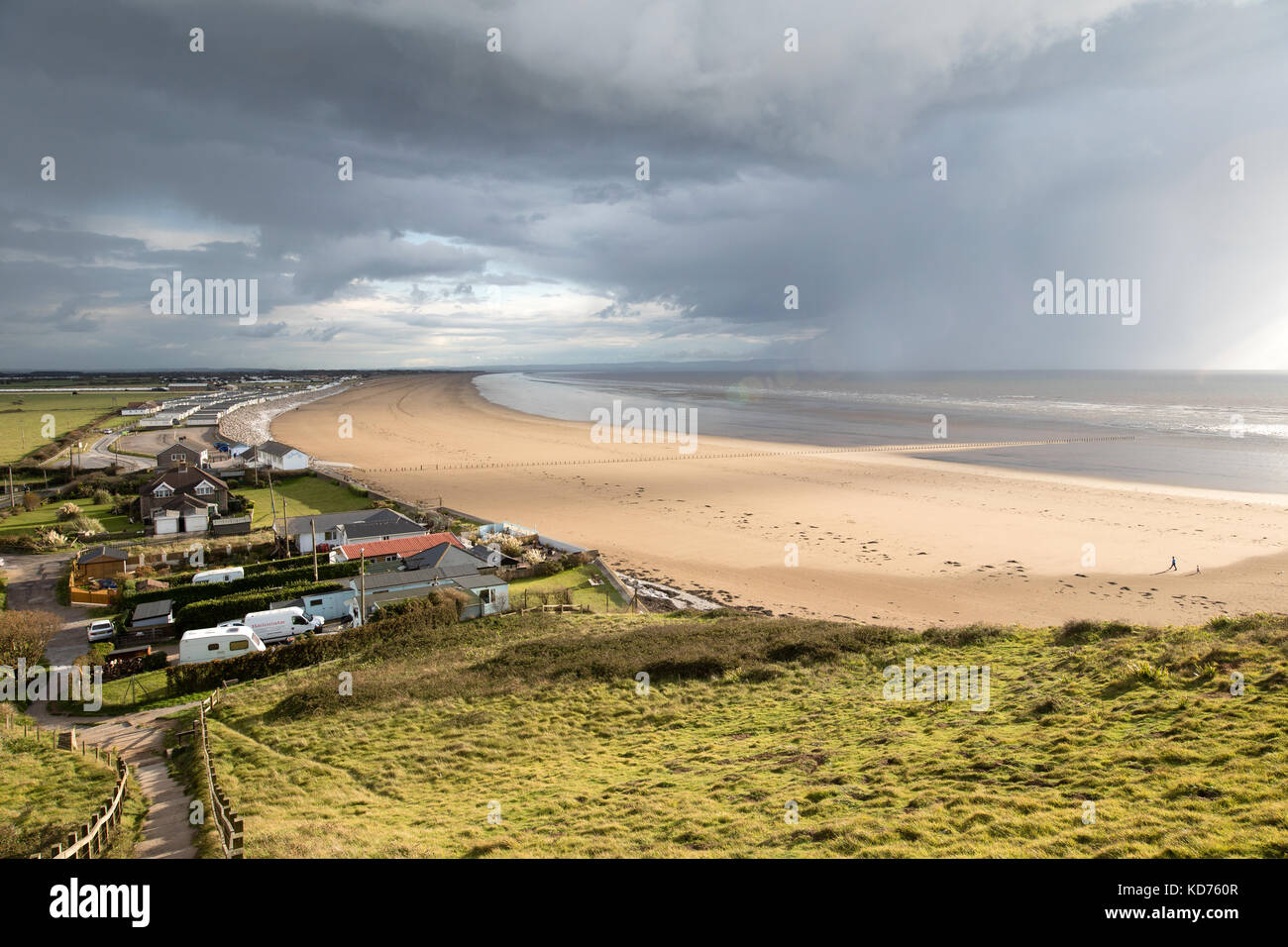 The beach at Brean looking south from Brean Down over the Bristol ...