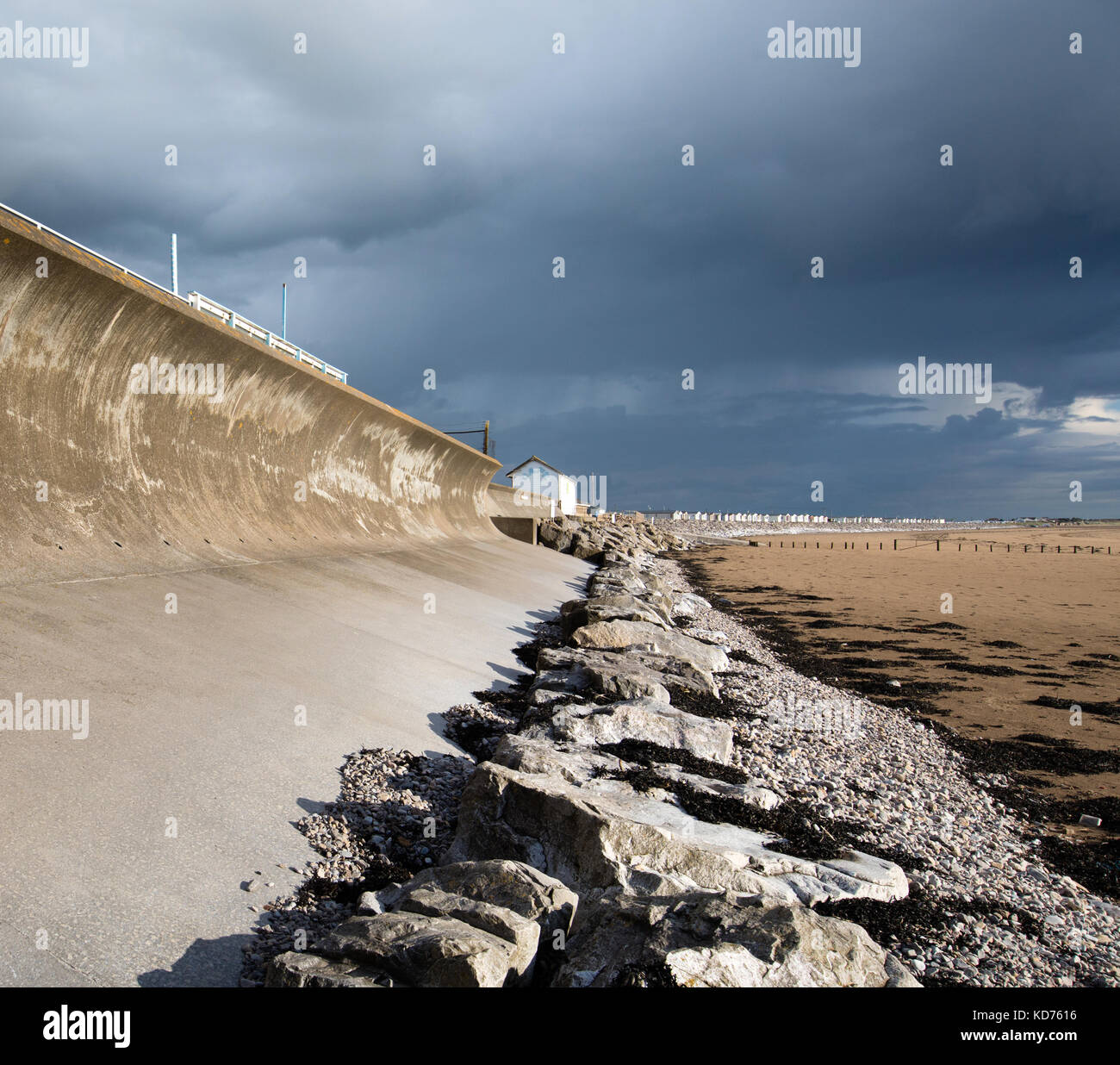 The beach at Brean looking south from Brean Down over the Bristol ...
