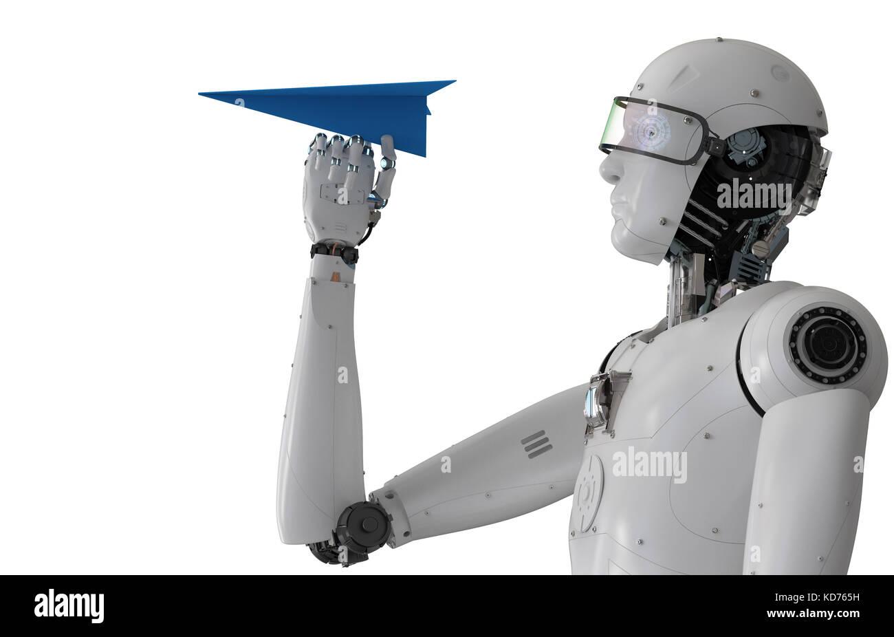 3d rendering humanoid robot holding paper plane Stock Photo - Alamy