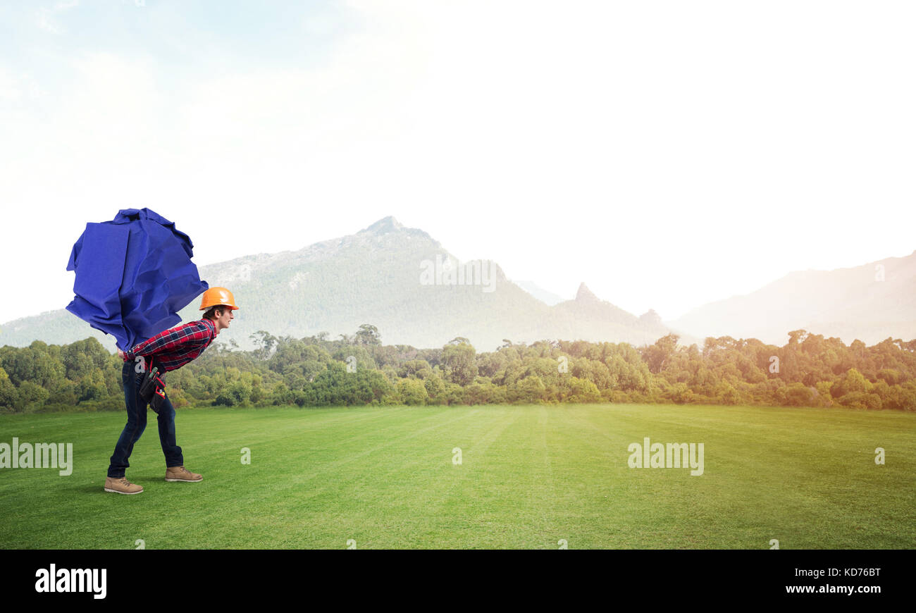 Engineer man carry load Stock Photo - Alamy