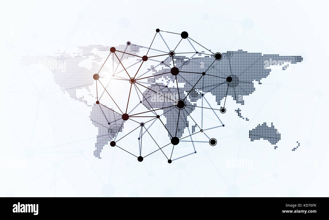 Lines and dots as networking idea drawn on white background Stock Photo ...