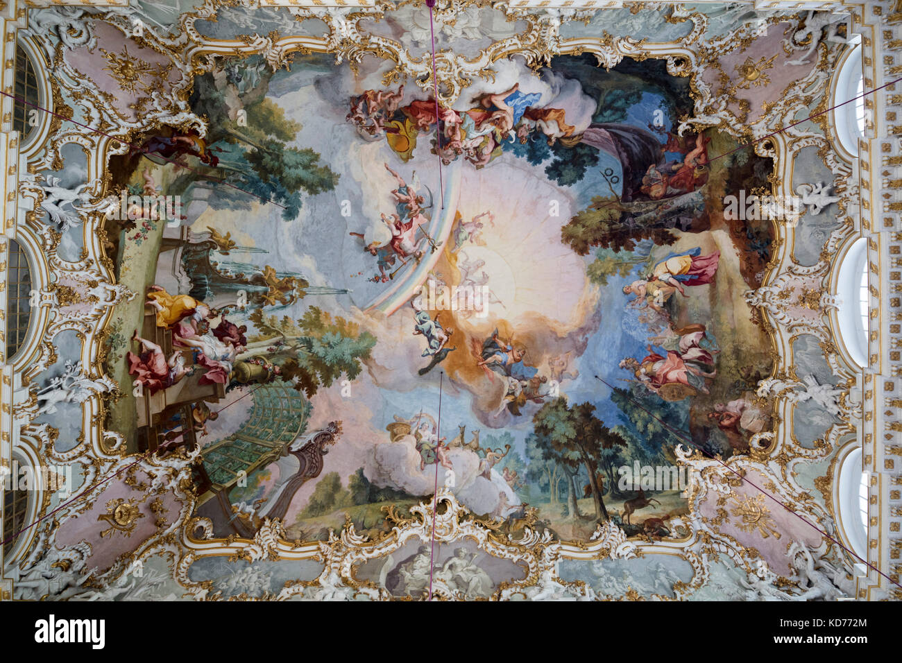 central ceiling fresco, Helios in his chariot, The Steinerner Saal ...