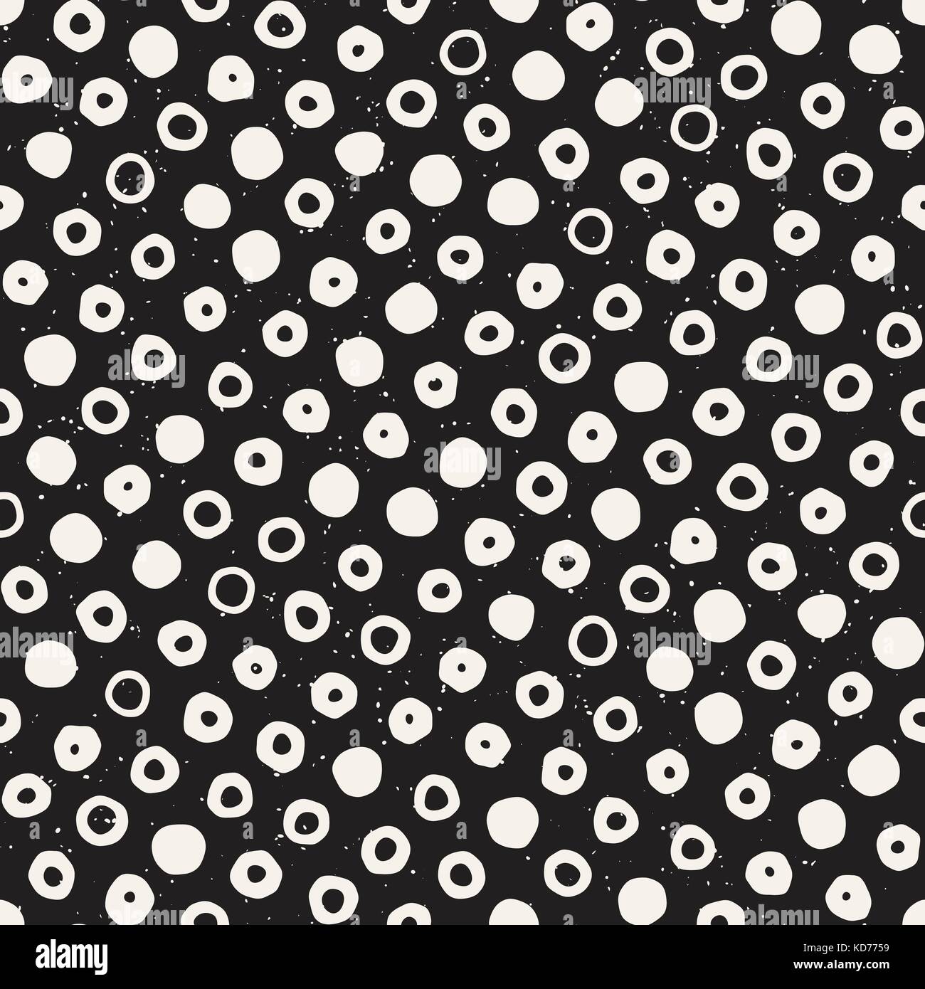 Hand drawn black and white ink abstract seamless pattern. Vector ...