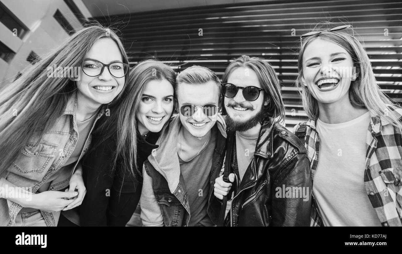 Happy students Black and White Stock Photos & Images - Alamy