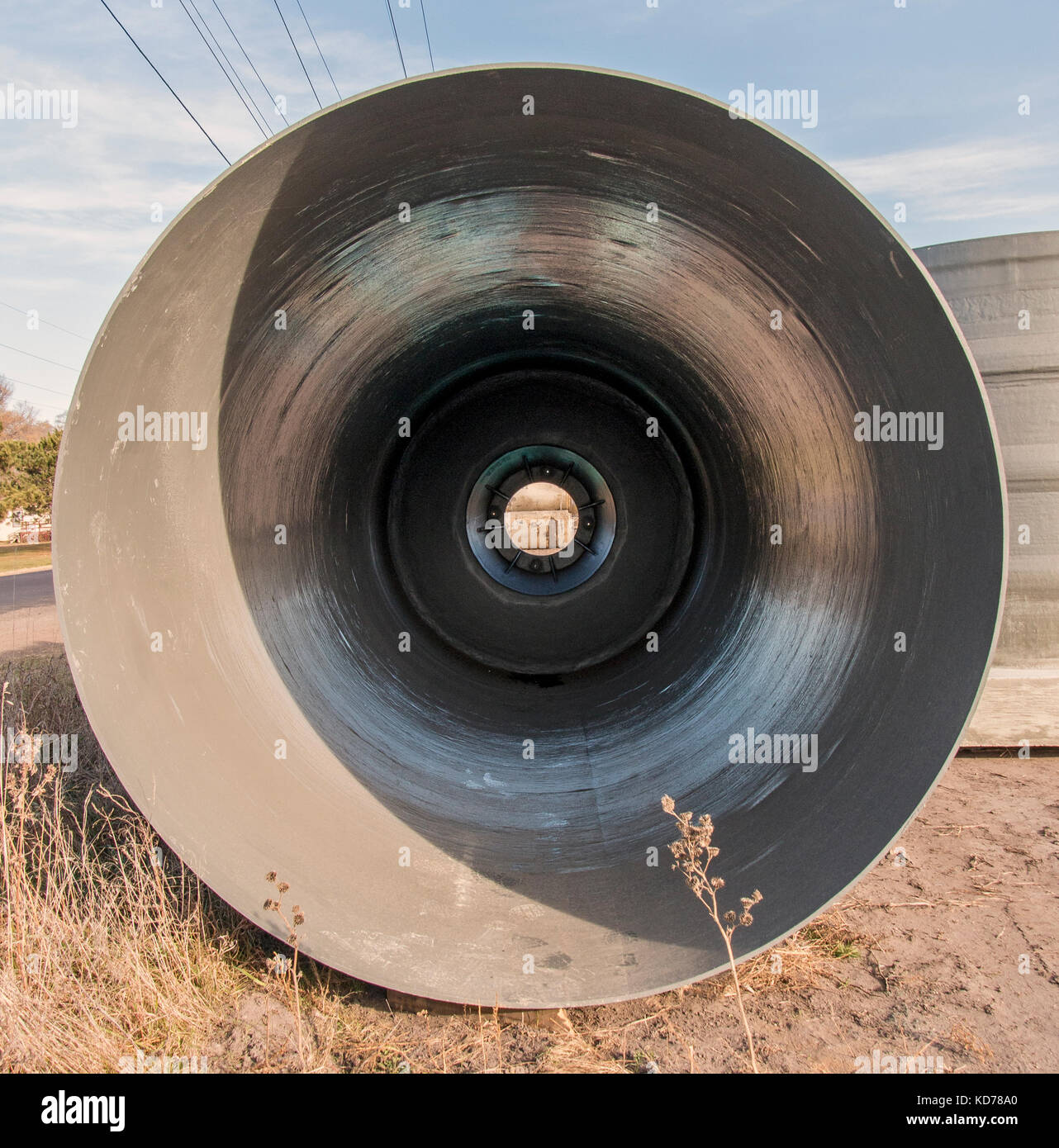 A view inside a pipe that will eventually be used for a sewer line ...