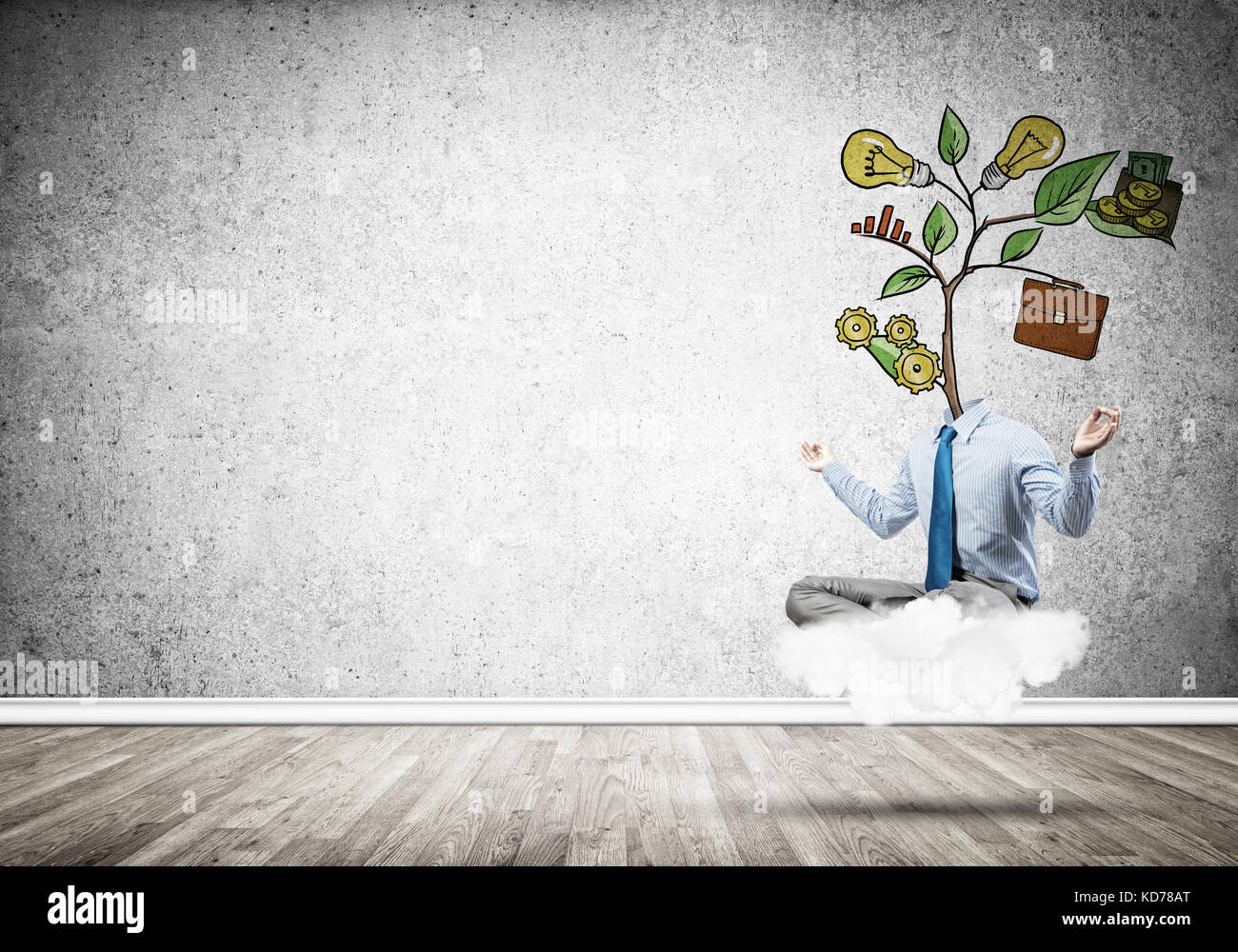 Headless businessman meditating Stock Photo - Alamy