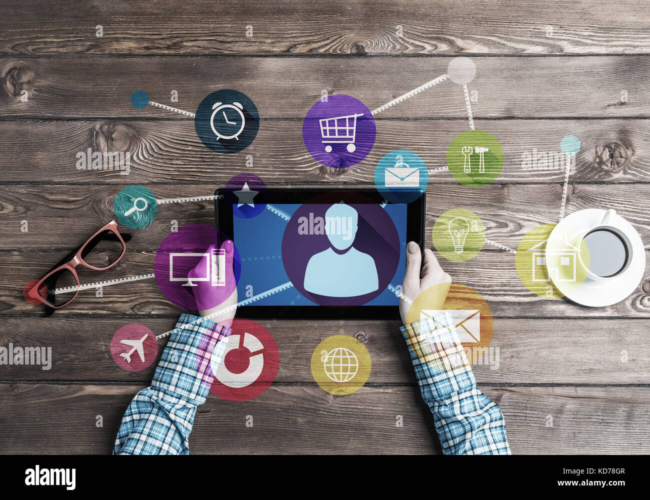 Concept of social communication and networking with media user ...