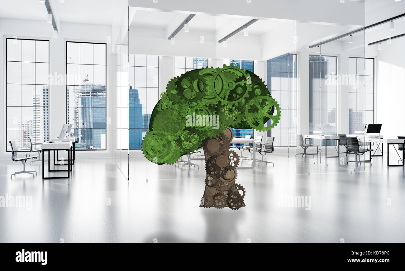 Eco green environment concept presented by tree as working mechanism or ...