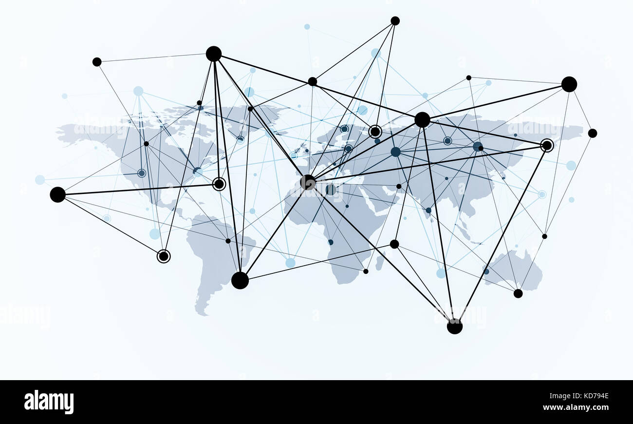 Lines and dots as networking idea drawn on white background Stock Photo ...