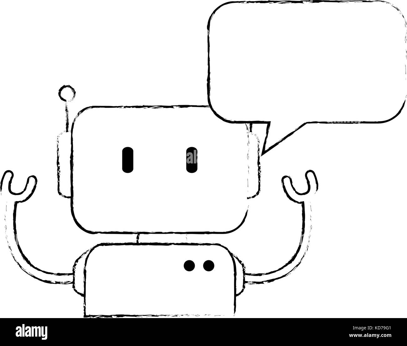 electronic robot with speech bubble character vector illustration ...