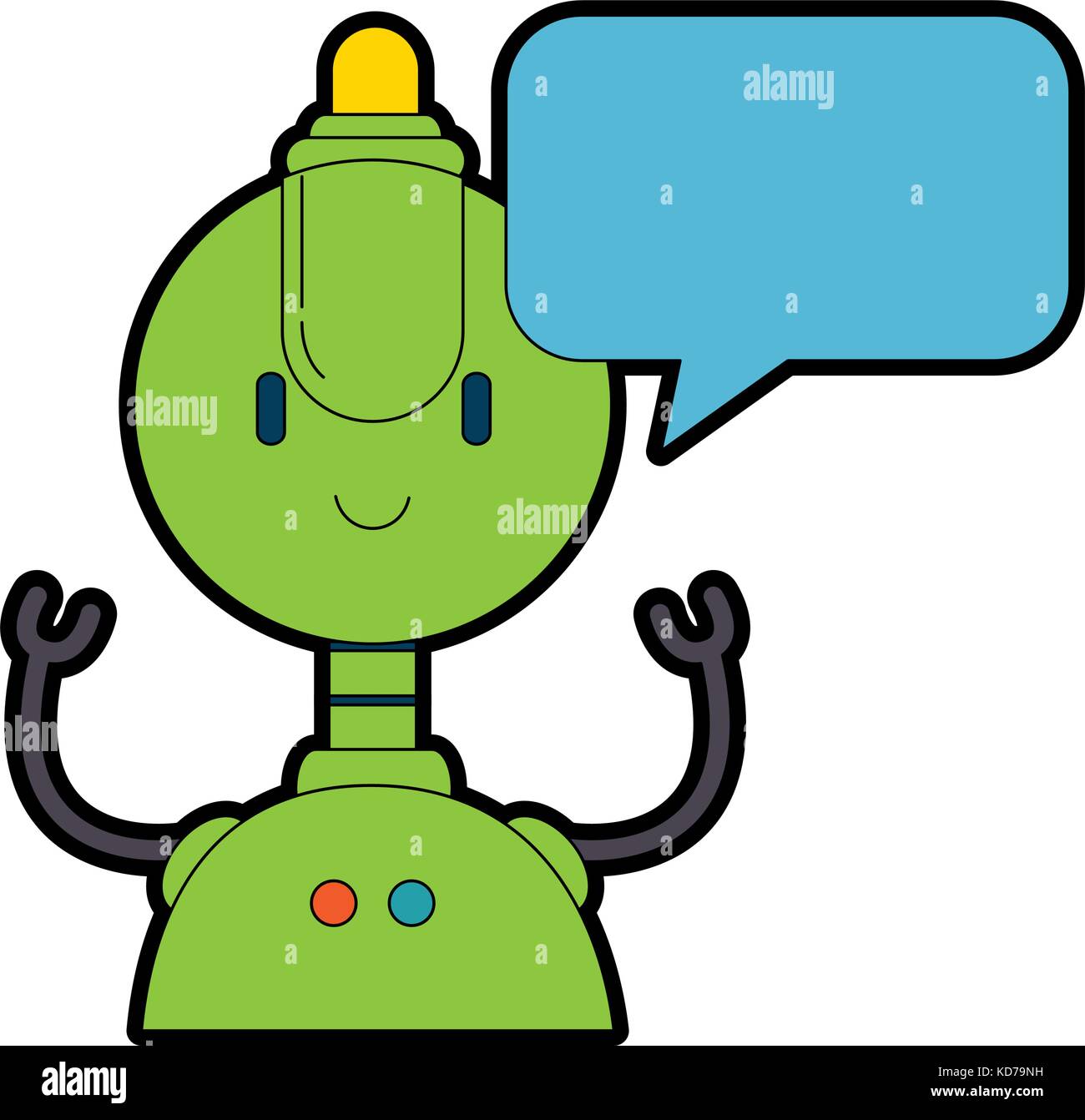 electronic robot with speech bubble character vector illustration ...