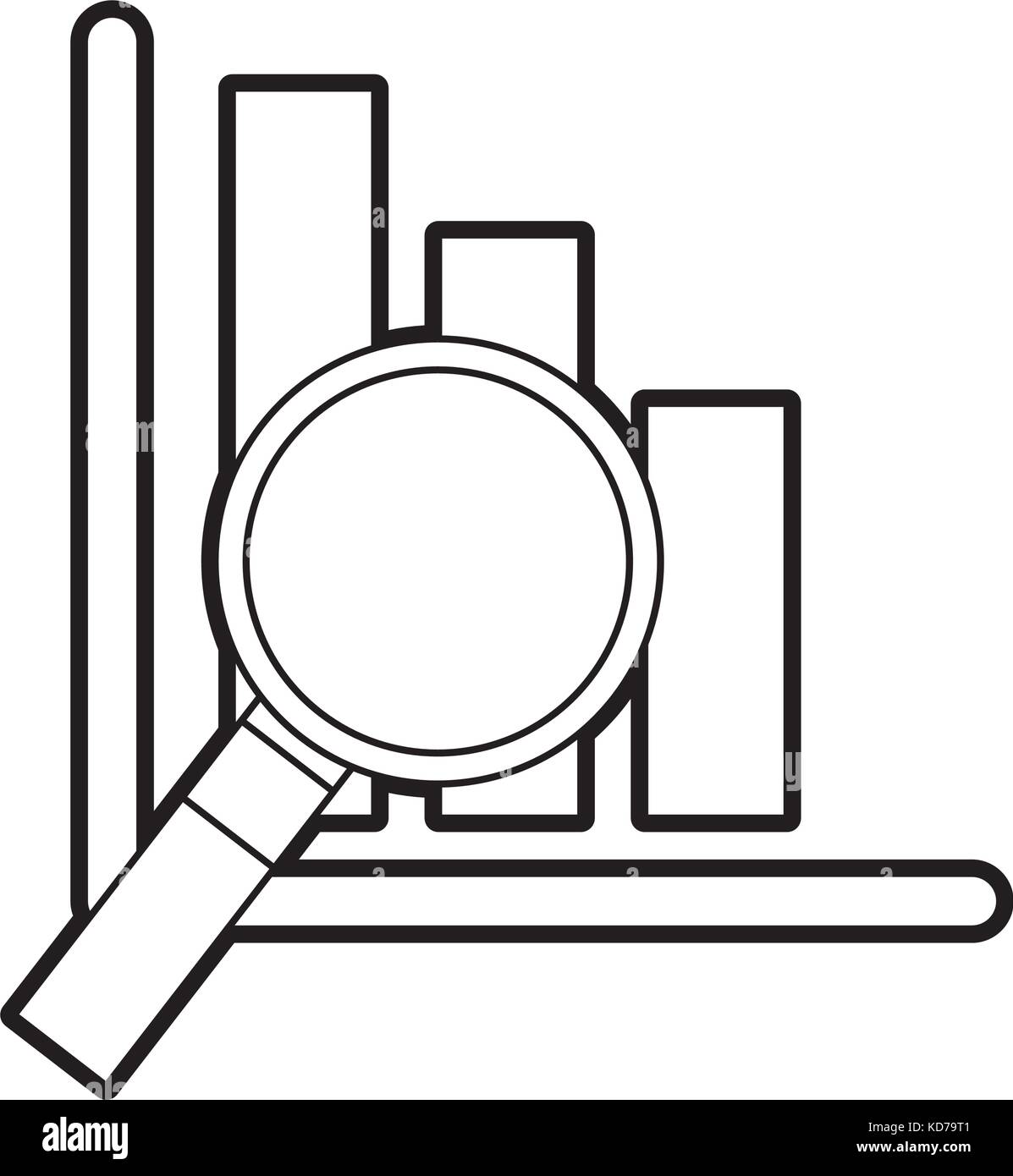 financial analysis business analysis magnifier glass with bar graph ...