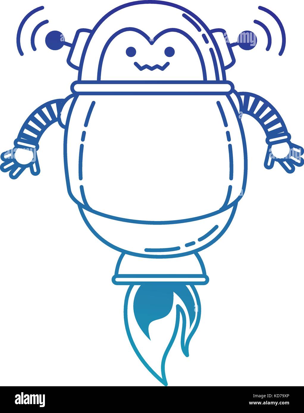 electronic robot with fire flame vector illustration design Stock ...