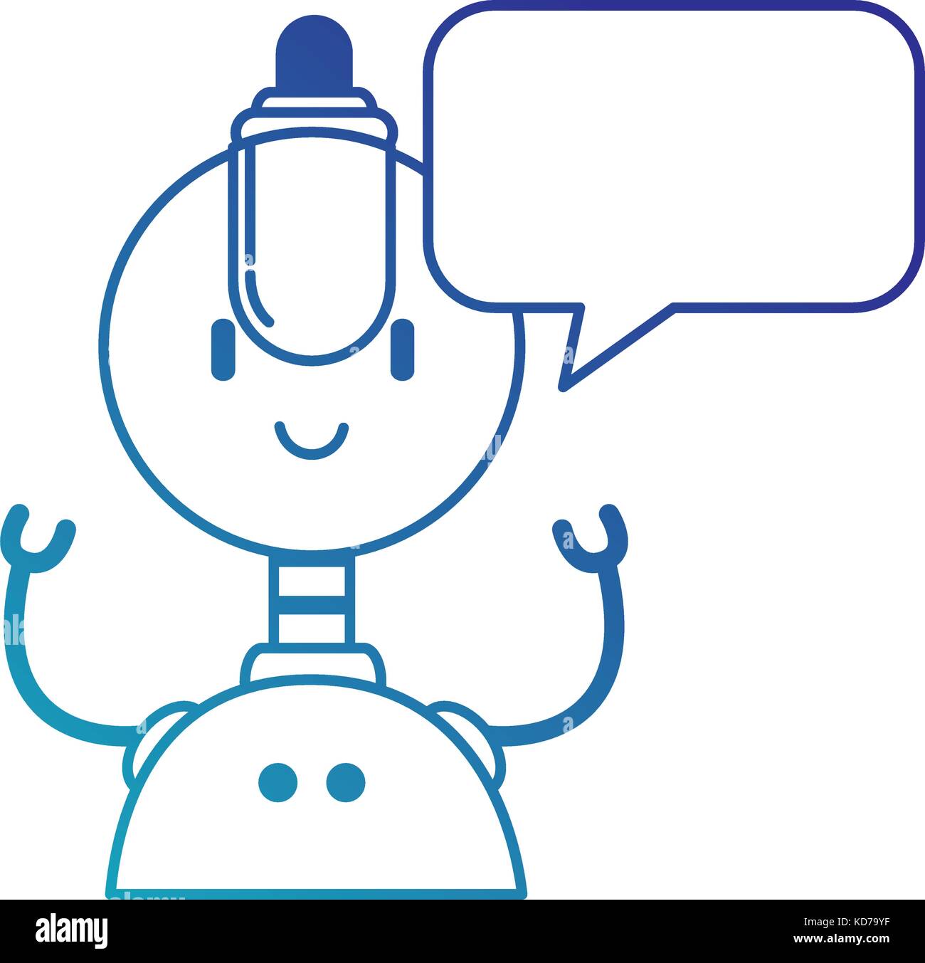 electronic robot with speech bubble character vector illustration ...