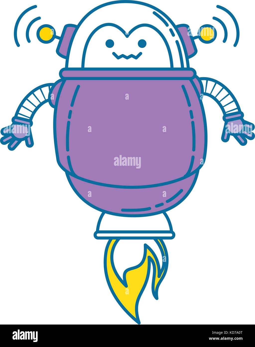 electronic robot with fire flame vector illustration design Stock ...