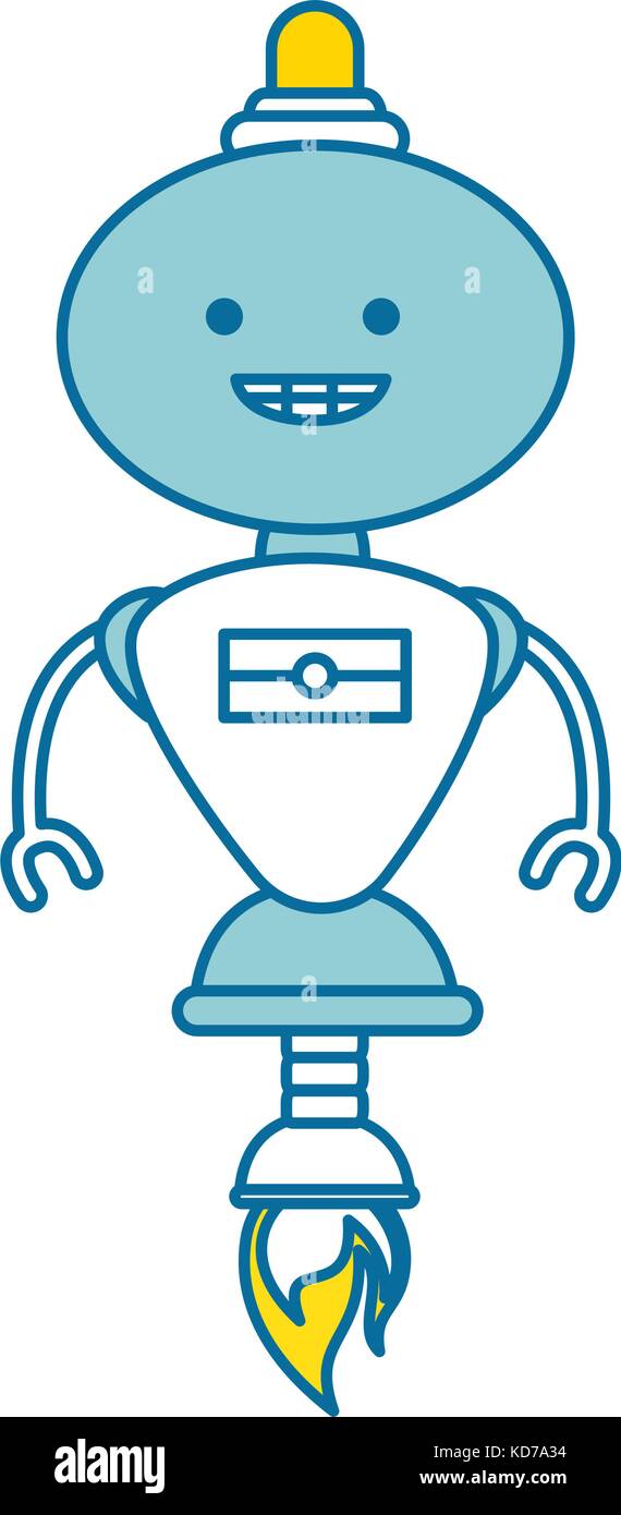 electronic robot with fire flame vector illustration design Stock ...