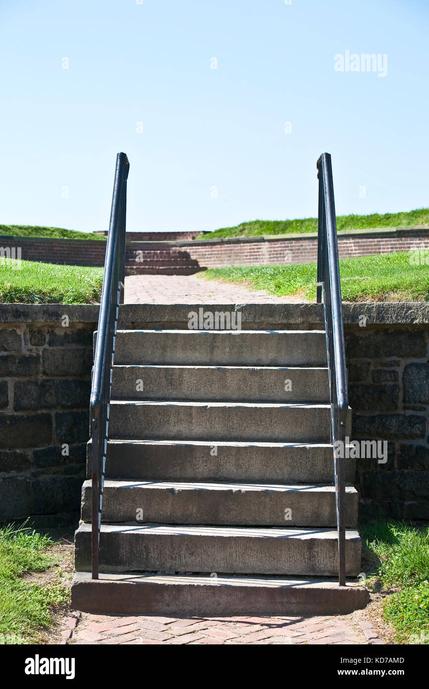 Red stone path and stairs at Ft. McHenry, MD US Stock Photo - Alamy