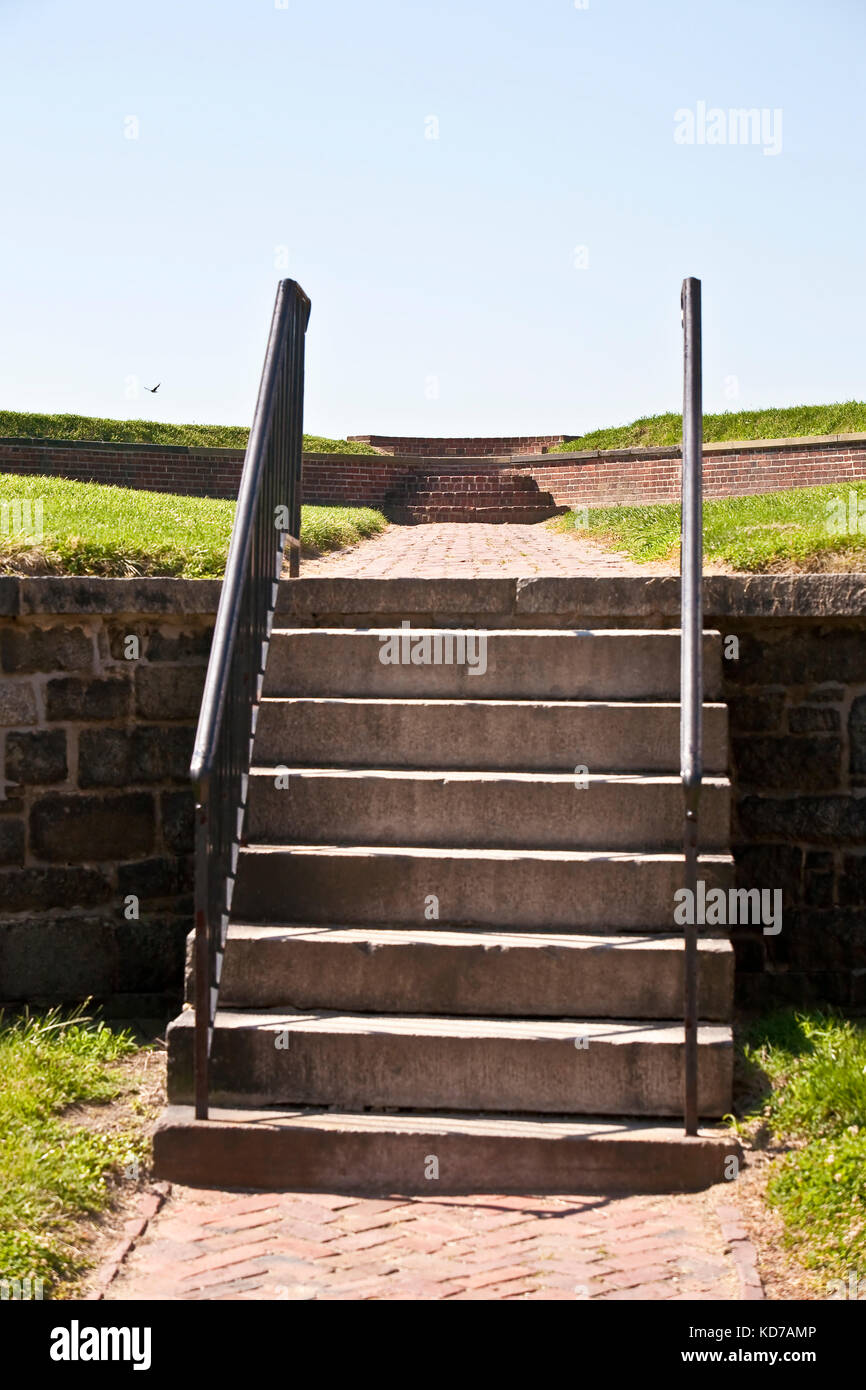 Red stone path and stairs at Ft. McHenry, MD US Stock Photo - Alamy