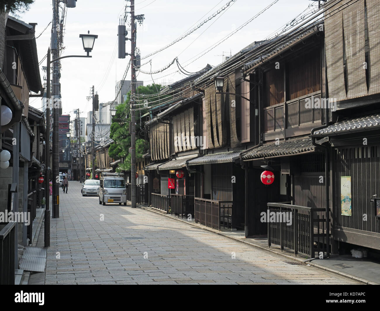 View looking along Shinbashi Dori a traditional Japanese street in ...