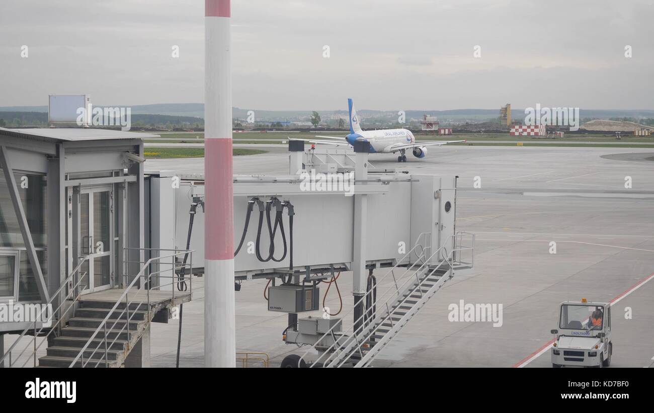 Airplane on a runway. Many planes waiting for take-off. Takeoff plane ...