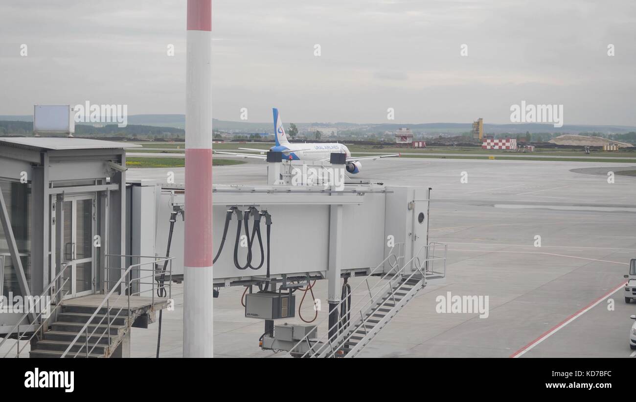 Airplane on a runway. Many planes waiting for take-off. Takeoff plane ...