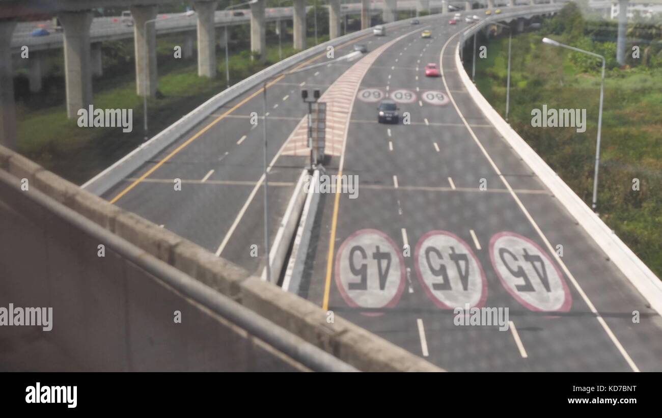 Highway junction at the middle of the day. Moscow. Top view of part of ...