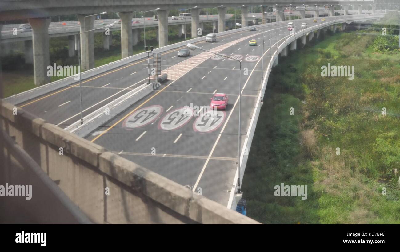 Highway junction at the middle of the day. Moscow. Top view of part of ...