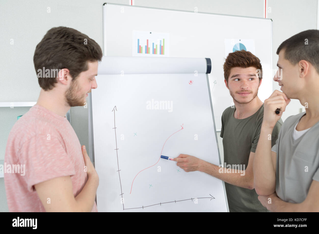 young man showing the graph Stock Photo - Alamy