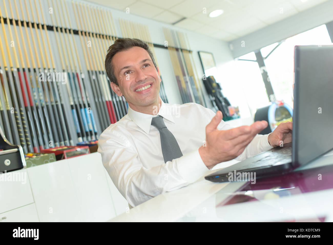 happy manager in his office Stock Photo - Alamy