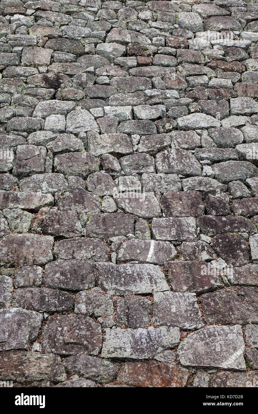 Stone wall in Osaka Castle, Japan. Japanese castles (shiro) were ...