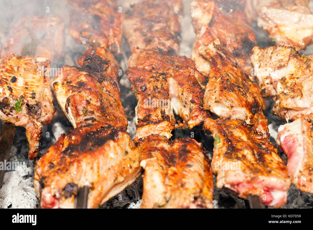 Cooking meat on the grill Stock Photo - Alamy