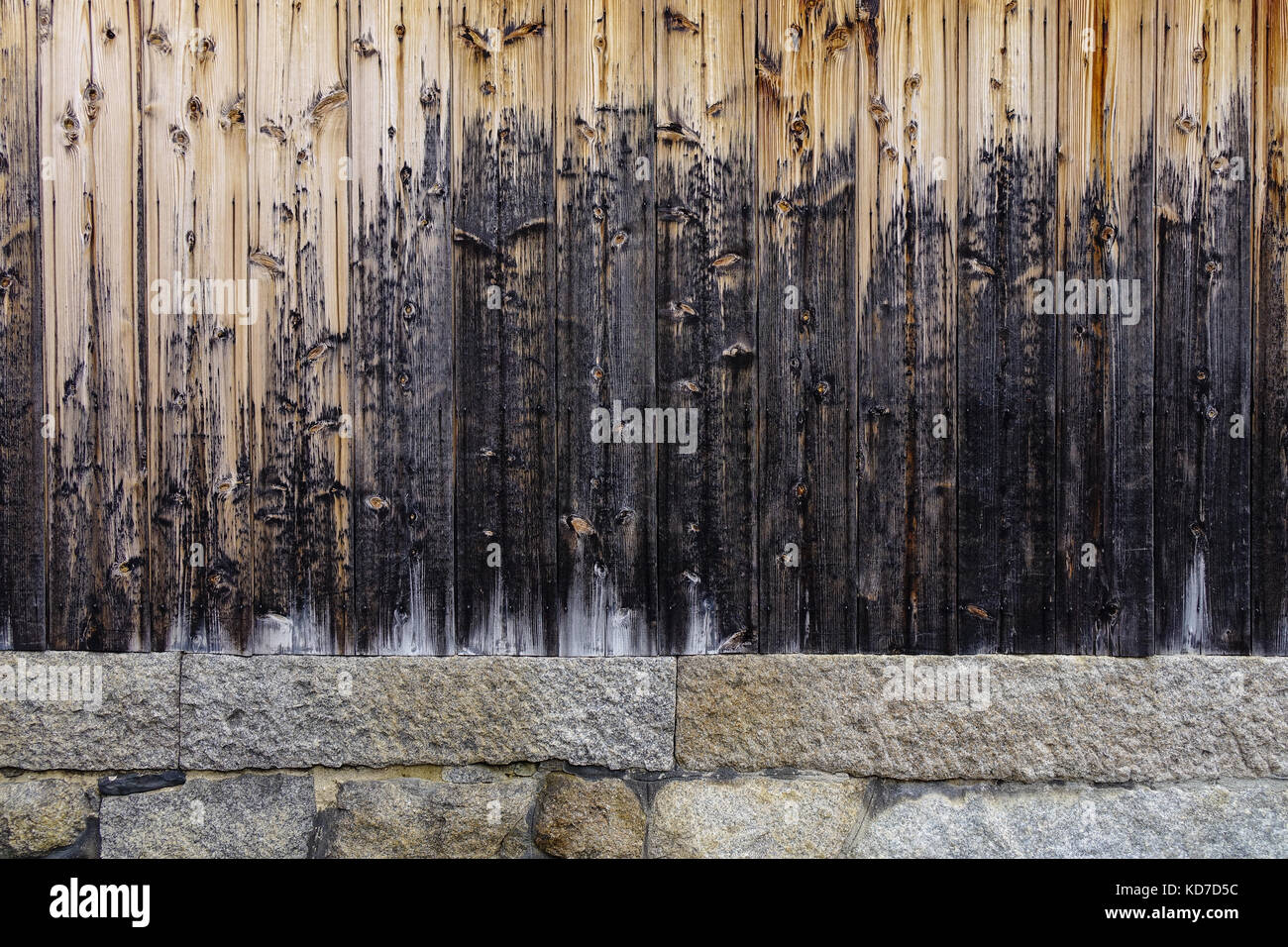 Wooden wall of a Japanese traditional house at ancient township in ...