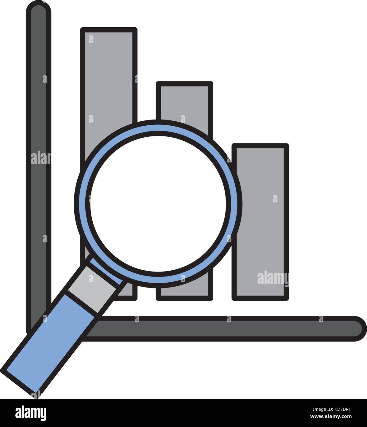 financial analysis business analysis magnifier glass with bar graph ...