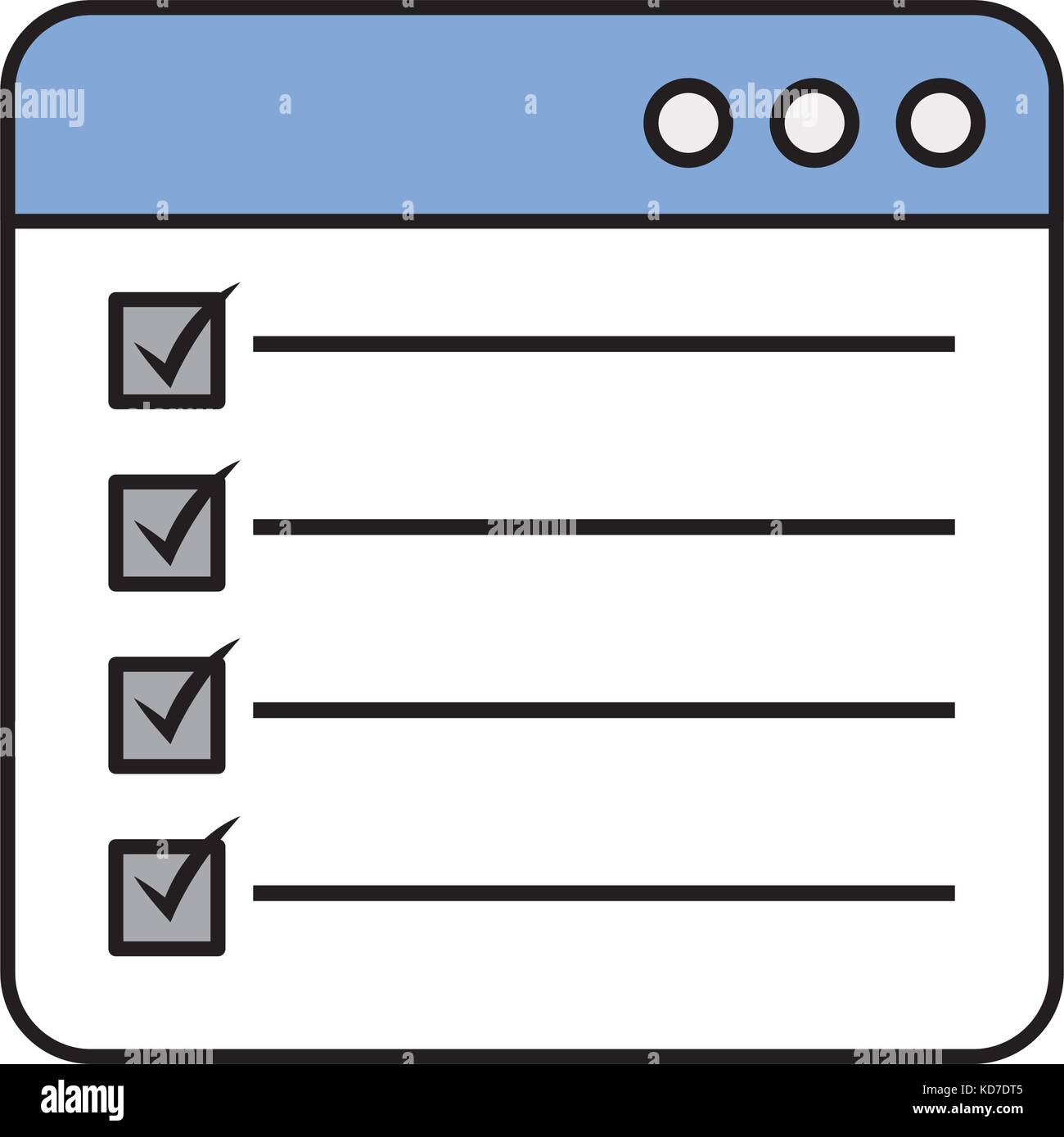 web page check mark report list flat design graphic element Stock ...