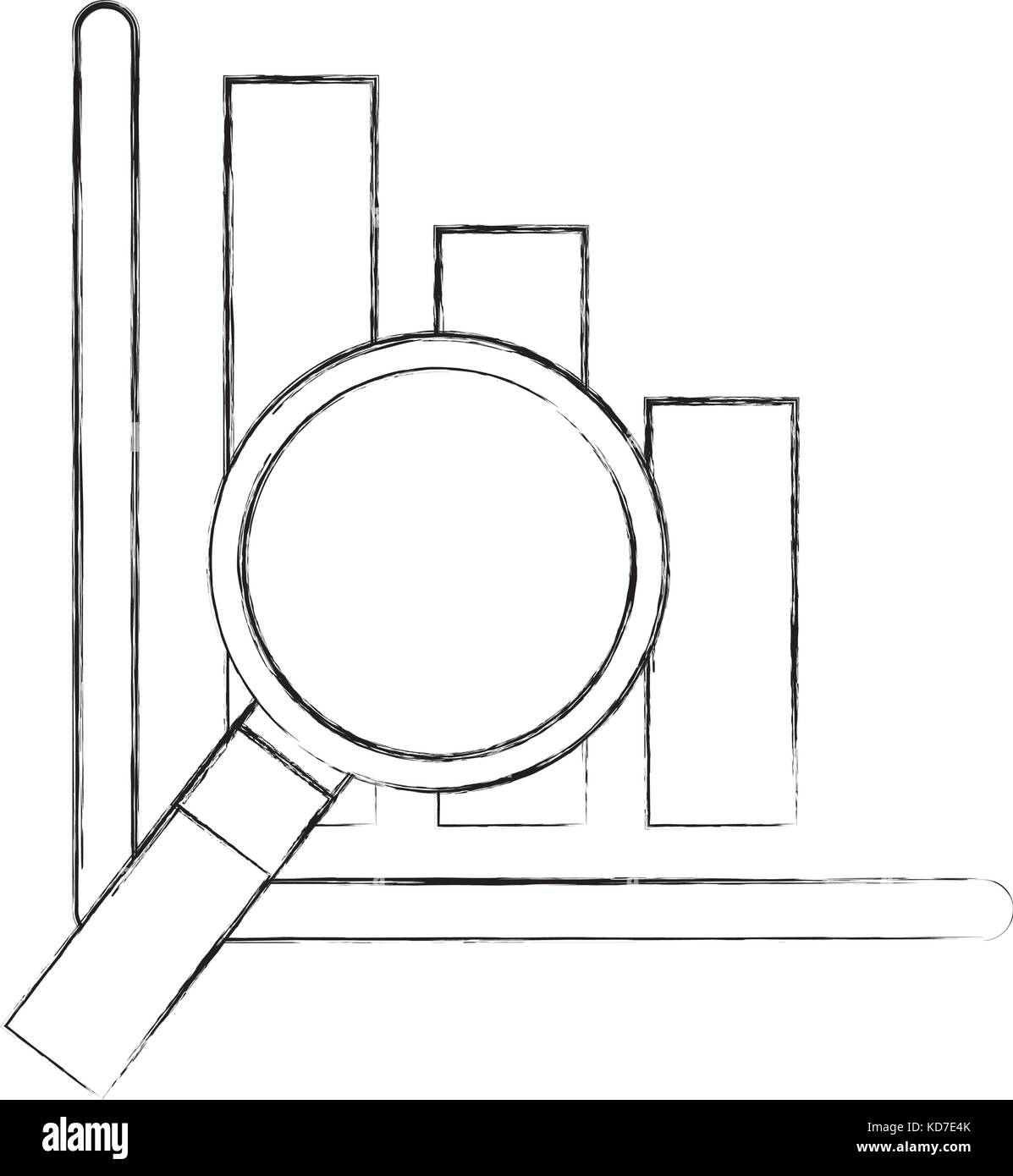 financial analysis business analysis magnifier glass with bar graph ...
