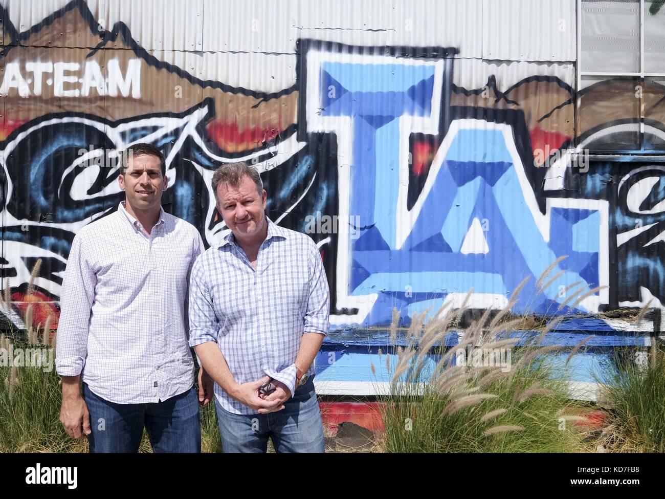 Los Angeles, California, USA. 13th Sep, 2017. Allan Glass, right ...