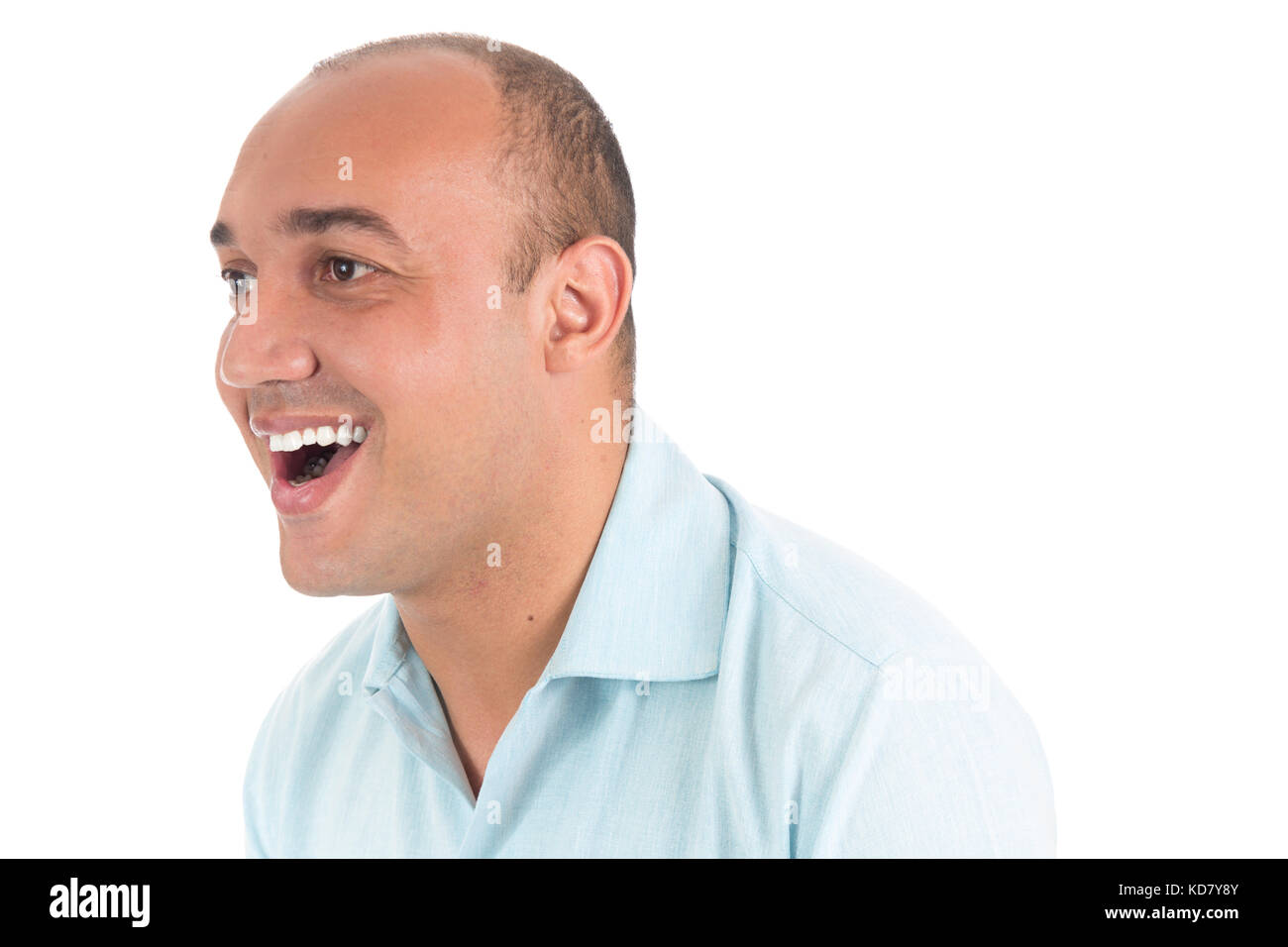 Man smiles enthusiastically, profile Stock Photo - Alamy