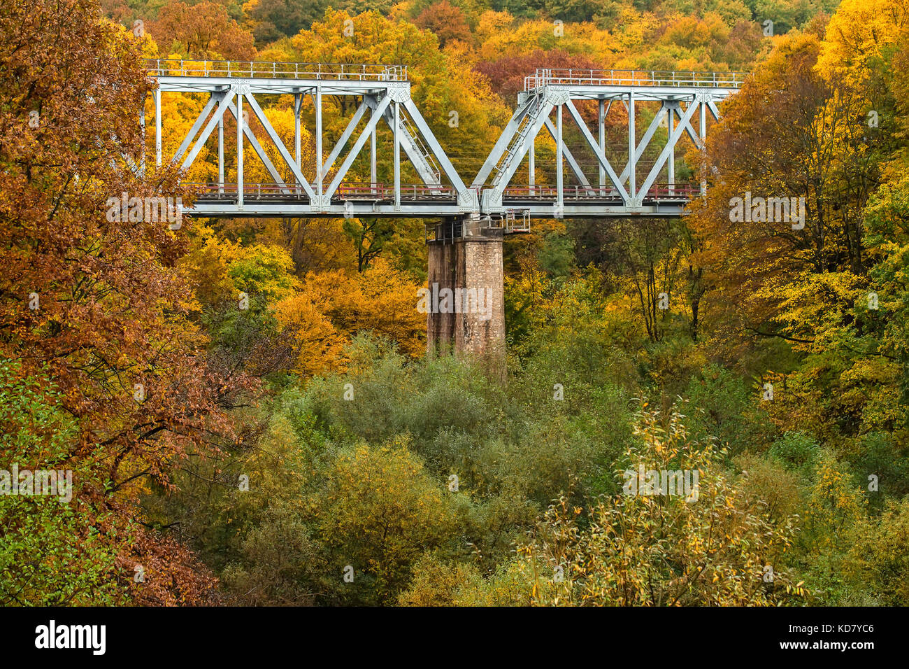 Autumn landscape with bridge Stock Photo - Alamy