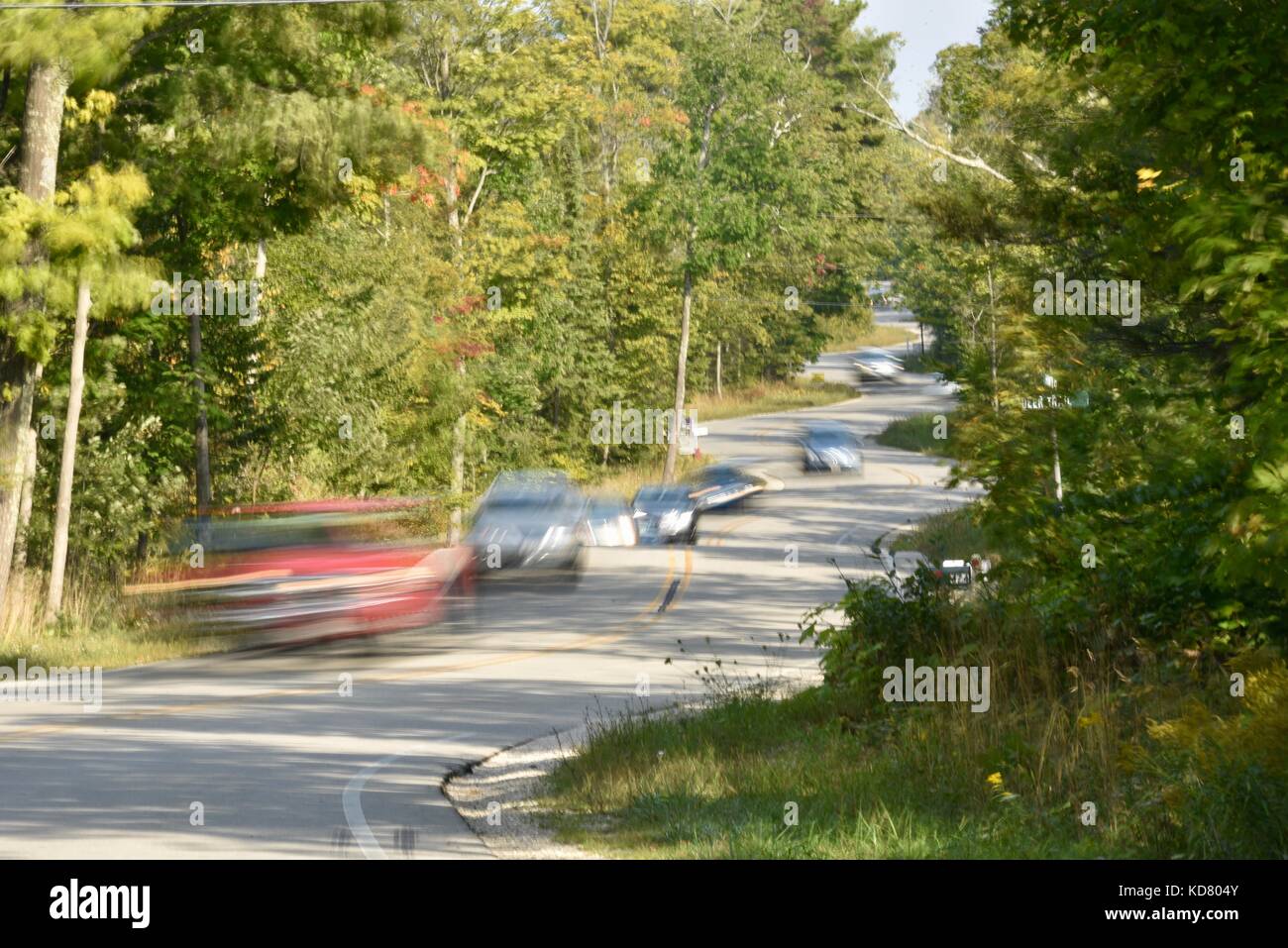 Winding, curvy road in Door County, Highway 42, near Death's Door and ...
