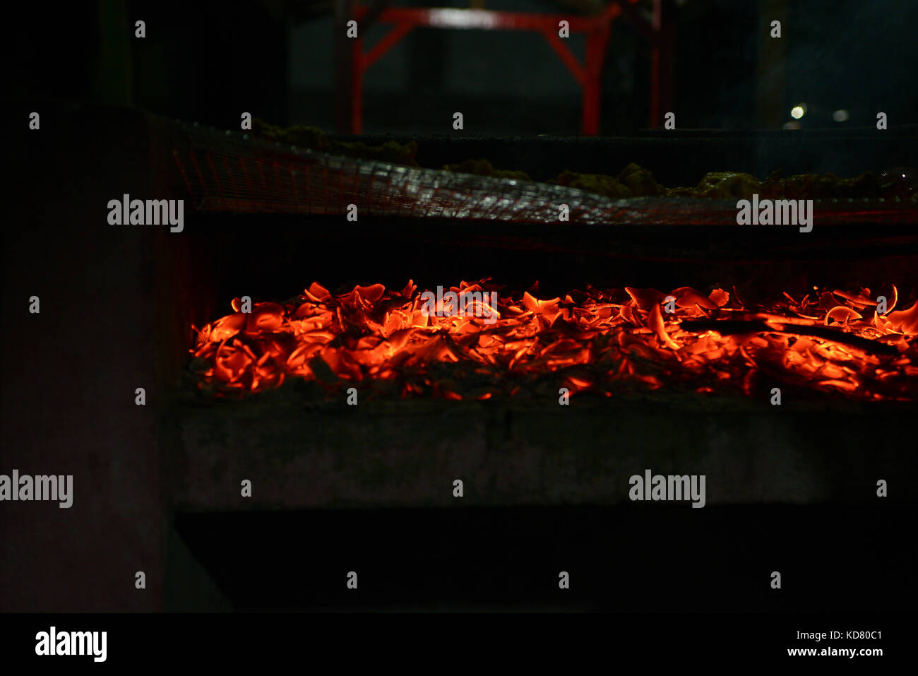 Burning charcoal at barbecue night Stock Photo - Alamy