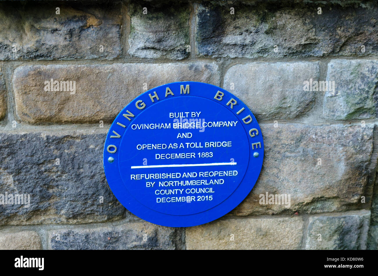 Blue Information Plaque for Ovingham Bridge, Ovingham, Northumberland ...