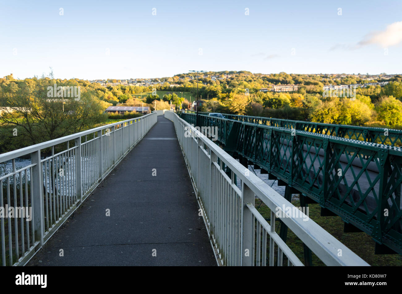 View Along the Ovingham Pedestrian Bridge (1974) Across the River Tyne ...